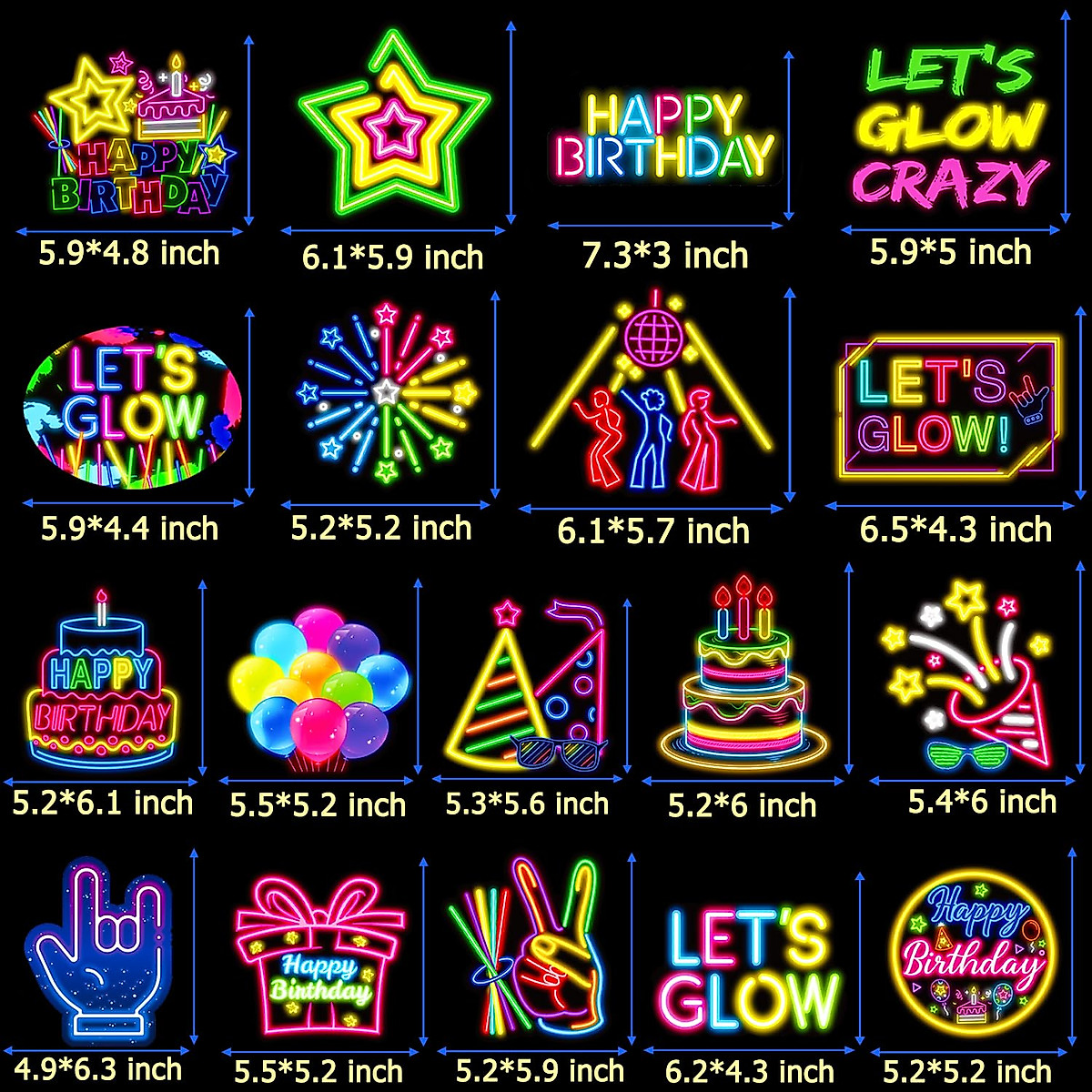 Neon Party Hanging Swirls Glow Birthday Decoration Neon Birthday Party Supplies Glow Neon Ceiling Streamers Glow in The Dark Decoration for Let's Glow Baby Shower Supplies