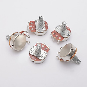 Full Size B250k Electric Guitar Potentiometer Bass Volume Pots Tone Long Split Shaft 18mm Pack of 5