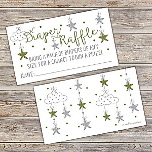 50 Twinkle Twinkle Little Star Diaper Raffle Tickets | Gender Neutral Baby Shower Game