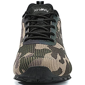 Kricely Men's Trail Running Shoes Fashion Hiking Sneakers Lightweight Tennis Cross Training Shoe Camouflage Non-Slip Walking Footwear Size 9.5