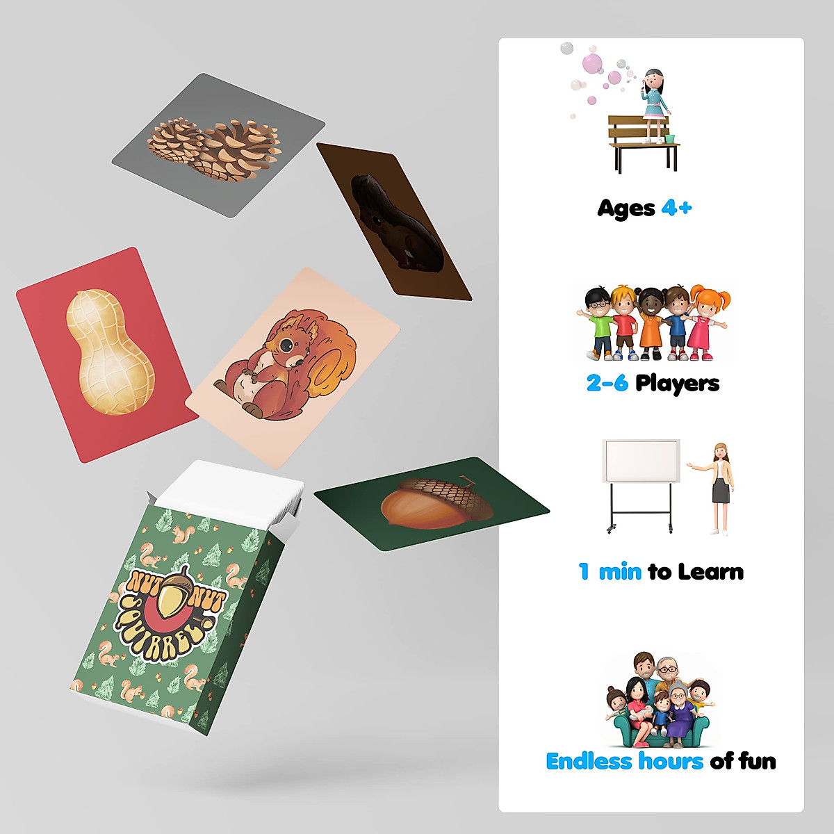 PBN'J Games LLC nut nut Squirrel! - Fun Card Game for Kids & Families. Ages 4+ | 3 Levels of Play | Mom's Choice Awards Winner