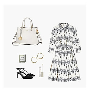 Top-Handle Handbag Leather Stitching Purse Crossbody Bag Tote Satchel Shoulder Bags for Women Girls Ladies(White)