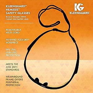 KleenGuard™ V30 Nemesis™ Safety Glasses (25676), Clear Lenses, Black Frame, Unisex for Men and Women (Qty 12)