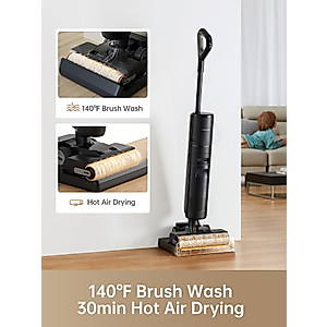 dreame H13 Pro Wet Dry Vacuum Cleaner, Smart Floor Cleaner Vacuum Mop for Hard Floors, 140°F Brush Wash, Hot Air & Dual Rotation Self-Cleaning, GlideWheel™ Power System, Great for Sticky Messes