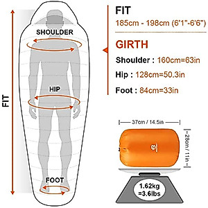 Bessport Mummy Sleeping Bag | 15-45 ℉ Extreme 3-4 Season Sleeping Bag for Adults Cold Weather– Warm and Washable, for Hiking Traveling & Outdoor Activities