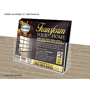 Marketing Holders 2 Pack Brochure Holder 11" Horizontal Counter Display Printed Material Bin Magazines See Through Transparent Caddy for Businesses and Doctors Offices