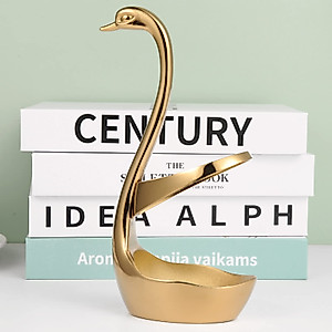 AnSaw Gold Swan Base Holder Coffee Bar, Dining Entertaining Wedding Table Decorative (Size Large)