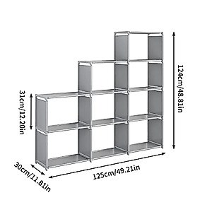 ACCSTORE Cube Storage, 9 Cubes Closet Storage Shelf,DIY Wall Cabinet Bookshelf Plastic Square Storage Rack, Suitable for Bedroom, Living Room, Office,Kitchen, Warehouse (Grey)