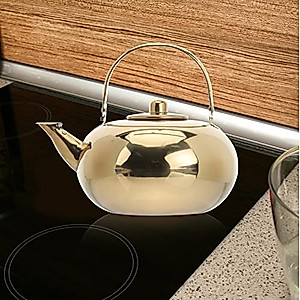 KICHOUSE Stainless Steel Pot Camping Cookware Infusers Retro Coffee Machine Espresso Coffee Kettle with Strainer Tea Kettle Gold Whistling Kettle Stove Top Kettle Milk Pan Teakettle Silver