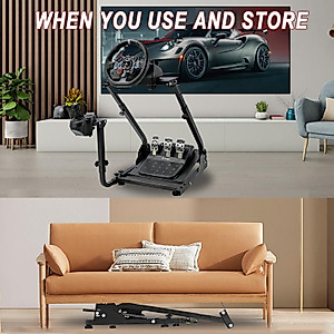 Marada Racing Wheel Stand Fit for Logitech G920 G29 G923 Thrustmaster T300,Adjustable Shifter Mount Foldable Steering Wheel Stand Gaming Simulator Mount For present, Wheel Pedal Not Include
