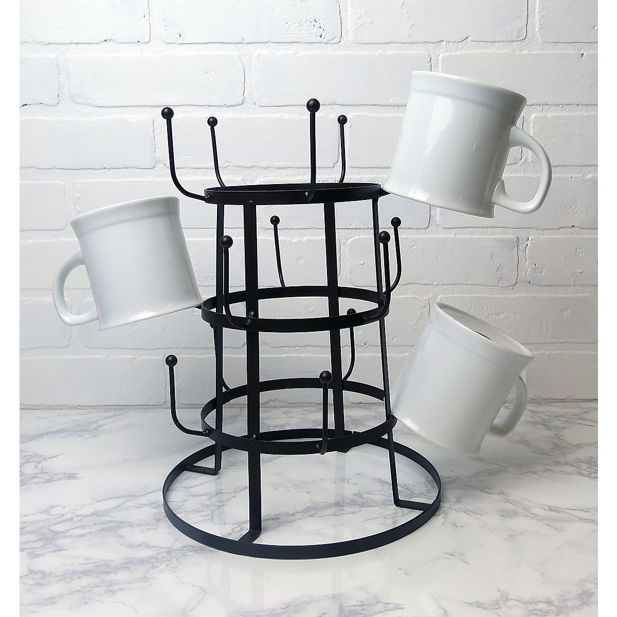 DII Metal Kitchen Storage Collection 3-Tier Mug Tree Stand, 9.5x12.75, Vintage Black