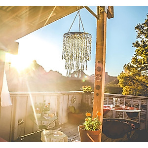 Cioceen Acrylic Chandelier Ceiling Light Shade Beaded Hanging Pendant Lampshade with Gold Frame for Bedroom for Wedding Party H12.9 X W8.7 3 Tiers