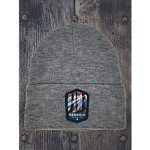 Sequoia National Park Beanie w/Woven Patch (Heather Grey)