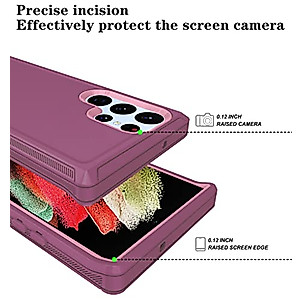 Qinmay for Samsung Galaxy S23 Ultra Case with Lens Camera Protector, Samsung S23 Ultra Case 3-Layer Heavy Duty Body Bumper and Dust Proof Cover for Samsung Galaxy S23 Ultra 5G (WineRed Pink)