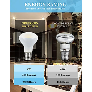 Greeogin 2-Pack E17 R14 LED Bulb, 4W Warm White 120V E17 Intermediate Base Mini Reflector Floodlight Light Bulb, Non dimmable