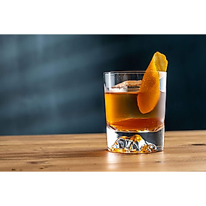 Amehla Mountain Whiskey Glass Set of 2 - Handmade Crystal Whisky Glasses - Manblown Crystal Glass - 10-ounce Double Old Fashioned Rocks Tumbler Drinking Glass Set