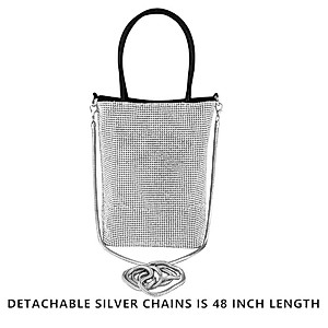 Upgrade Rhinestone Evening Bag Silver Clutch Sparkly Diamond Purse for Women Party Club Wedding bags