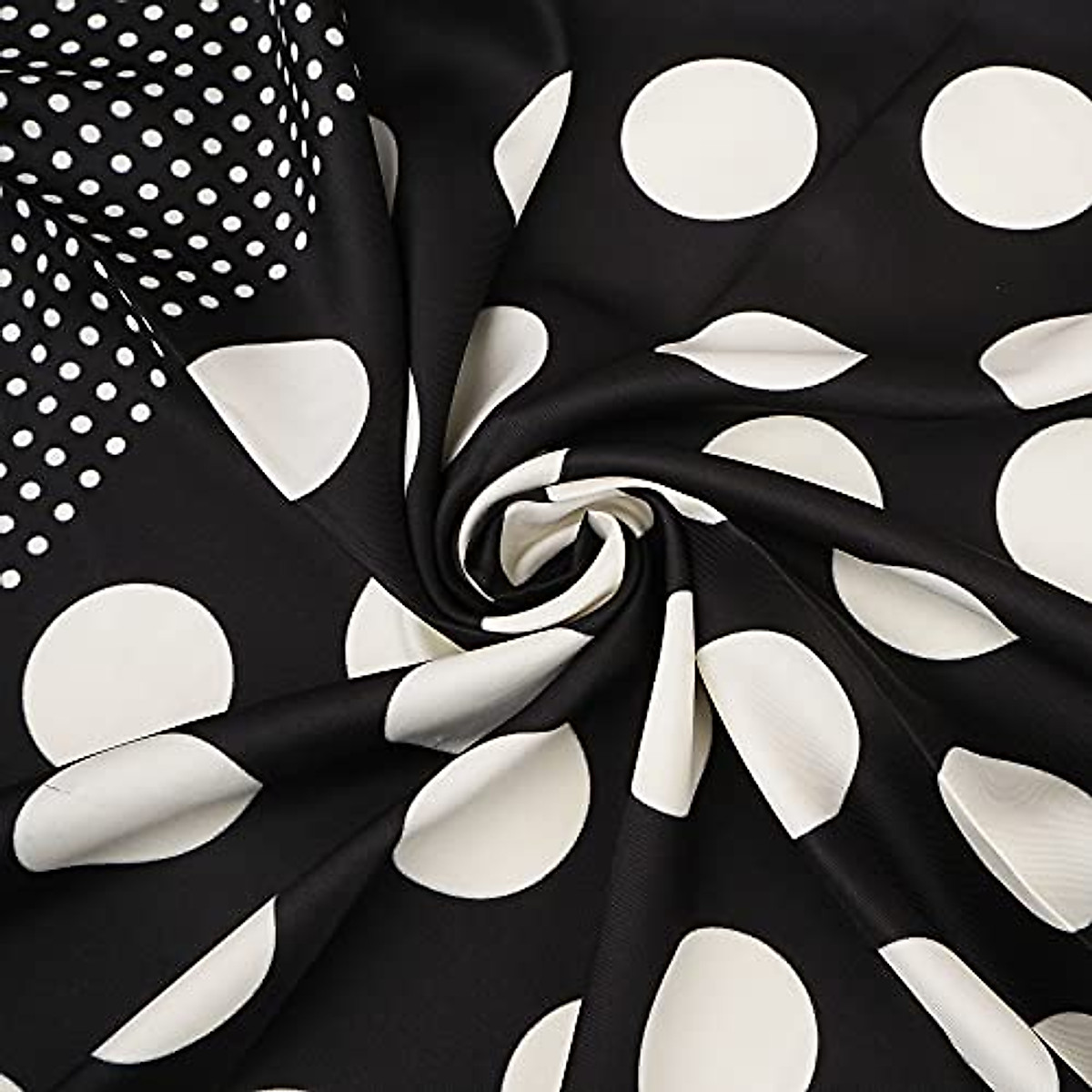 YOUR SMILE Silk Like Scarf Women's Fashion Pattern Large Square Satin Headscarf Headdress (Polka dot)