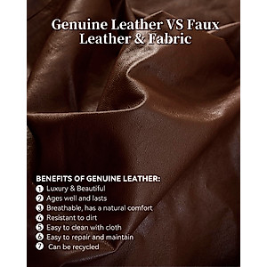 Genuine Leather Recliner Chair, Lounge Chair Built-in High Elastic Sponge, Power Recliner Chair for Living Room, Home Theater, Bedroom, Office - Dark Brown