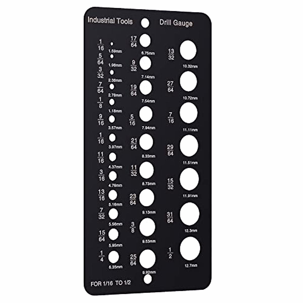 Weewooday Stainless Steel Drill Gauges for 1/16 Inch to 1/2 Inch Size Bits, 17/64-1/2 0.062-0.250 Bolt and Wire Diameter Index Gauge, 29-Hole Use for Accurate Measurement Equivalents(Black)