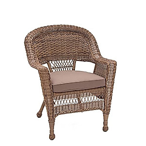Jeco Wicker Chair with Brown Cushion, Set of 2, Honey/W00205-