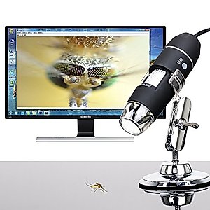 DGCUS USB 2.0 Digital Microscope 1000 x Magnification 8-LED Mini Microscope Camera Magnifier with Stand 2 Mega Pixels