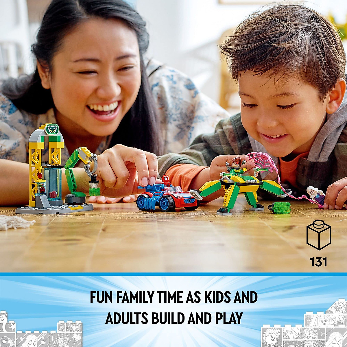 LEGO Marvel Spidey and His Amazing Friends Spider-Man at Doc Ock’s Lab 10783 Building Kit; Super-Hero Playset with Spider-Man, a Vehicle and 2 Other Minifigures; Gift for Kids Aged 4+ (131 Pieces)