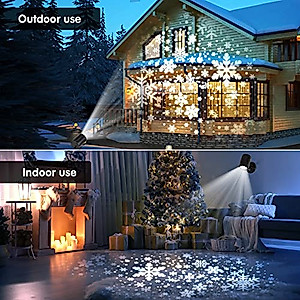 Christmas Snowflake Projector Lights, Blofun Indoor Outdoor Holiday Projector Lights Weatherproof Led Snowfall Lights for Halloween Xmas Party Wedding Garden Landscape Decoration…
