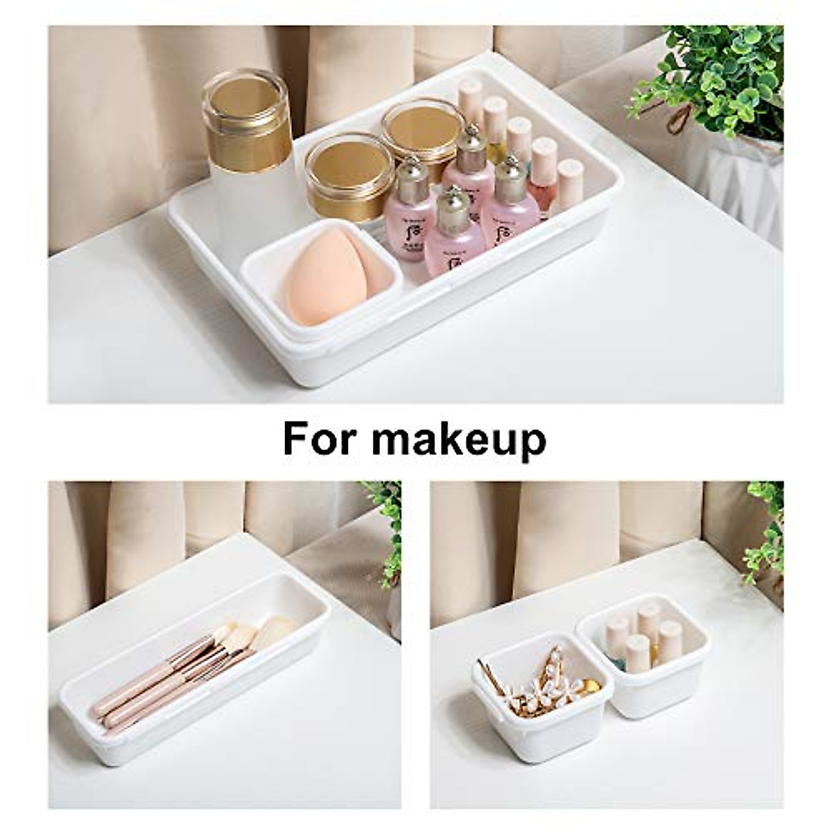 BYCY 32 PCS Drawer Organizers Office Interlocking Drawer Organizers Tray Dividers Storage Bins(32 Pack)