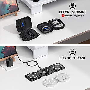 UCOMX Travel Case for 3 in 1 Wireless Charger,Hard EVA Carrying Charger Case,Portable Storage Waterproof Bag with Zipper,Soft Durable Pouch Bag for Foldable Wireless Charger,Adapter,Cable(Box Only)