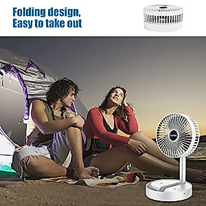 Maelifu Portable Folding Fan 3 Speeds, Stretchable Wall Mount Fan with 180 ° Adjustment Battery Powered or USB Powered, Portable Fan for Traveling Camping Home Beach Bedroom (White)