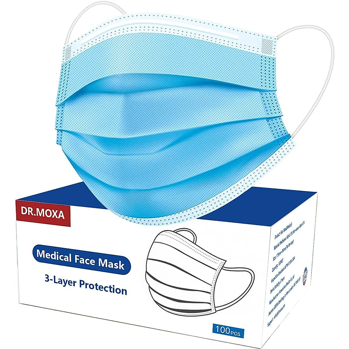100 Pack Medical Disposable Face Masks for Protection, 3 Layers Safety Face Masks For Adults Daily Use
