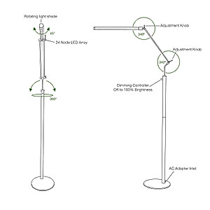 Cocoweb High Powered, dimmable, LED Floor Lamp - Fled-GPS (Antique Brass)