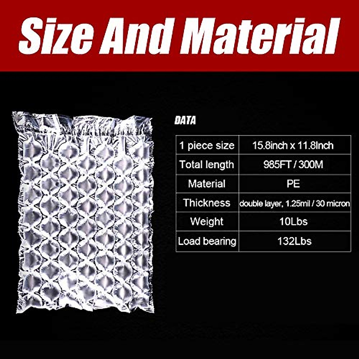 OASD Air Cushion Films 985Ft Length Air Pillow Bubble Bags Film 15.8 Inch Width PE Air Cushion Wrap Machine Film Roll Bubble Bags Film