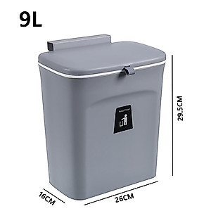 MegLob 9L Kitchen Wall Mounted Trash Can, 2.4 Gallon Compost Bin with Inner Bucket, Medium Modern Garbage Bin with Detachable Liner Bucket and Handle,White