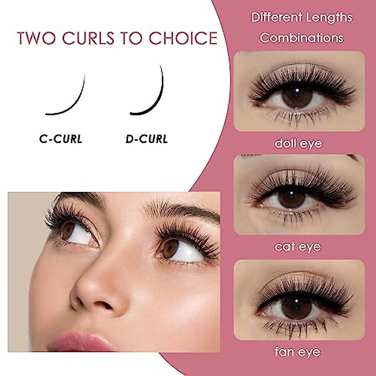 DIY Lash Extension Kit 120 Pcs Individual Lashes with Lash Bond and Seal Applicator Eyelash Extension Kit Wide Stem Cluster Lashes Reusable Cluster Eyelash Extensions 10-16mm C D Curl - V28