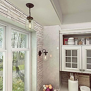 LNC Flush Mount Light Fixture,Farmhouse Mason Jar Pendant A03220, Single Ceiling