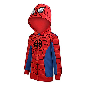Marvel Avengers Captain America and Spider-Man Boys Zip-Up Hoodie for Toddlers and Big Kids Red