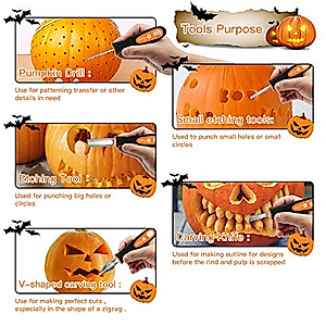 Moocii Pumpkin Carving Knife for Halloween DIY Decoration Pumpkin Carver 10 Pieces Pumpkin Carving Knives and Forks Tools Stainless Steel Double-Side Sculpting Tool Carving Knife Set