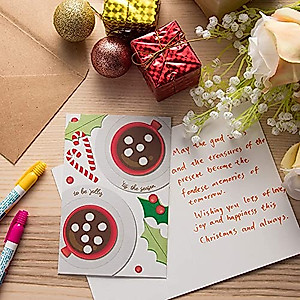 48 Pack Christmas Cards in Bulk with Kraft Envelopes, 6 Cozy Christmas Designs for Holiday Thank You Cards 4x6"