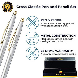 Dayspring Pens Engraved Cross Pen Set | Personalized Cross Classic Century Medalist Pen & Pencil Set. Custom Engraved With Your Name or Message