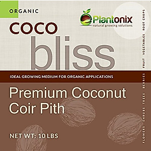Organic Coco Coir by Coco Bliss - Compressed Coco Coir Brick with Low EC and pH Balance - High Expansion Coco Fiber for Flowers, Herbs, and Planting - Renewable Coconut Soil (10lb Block)