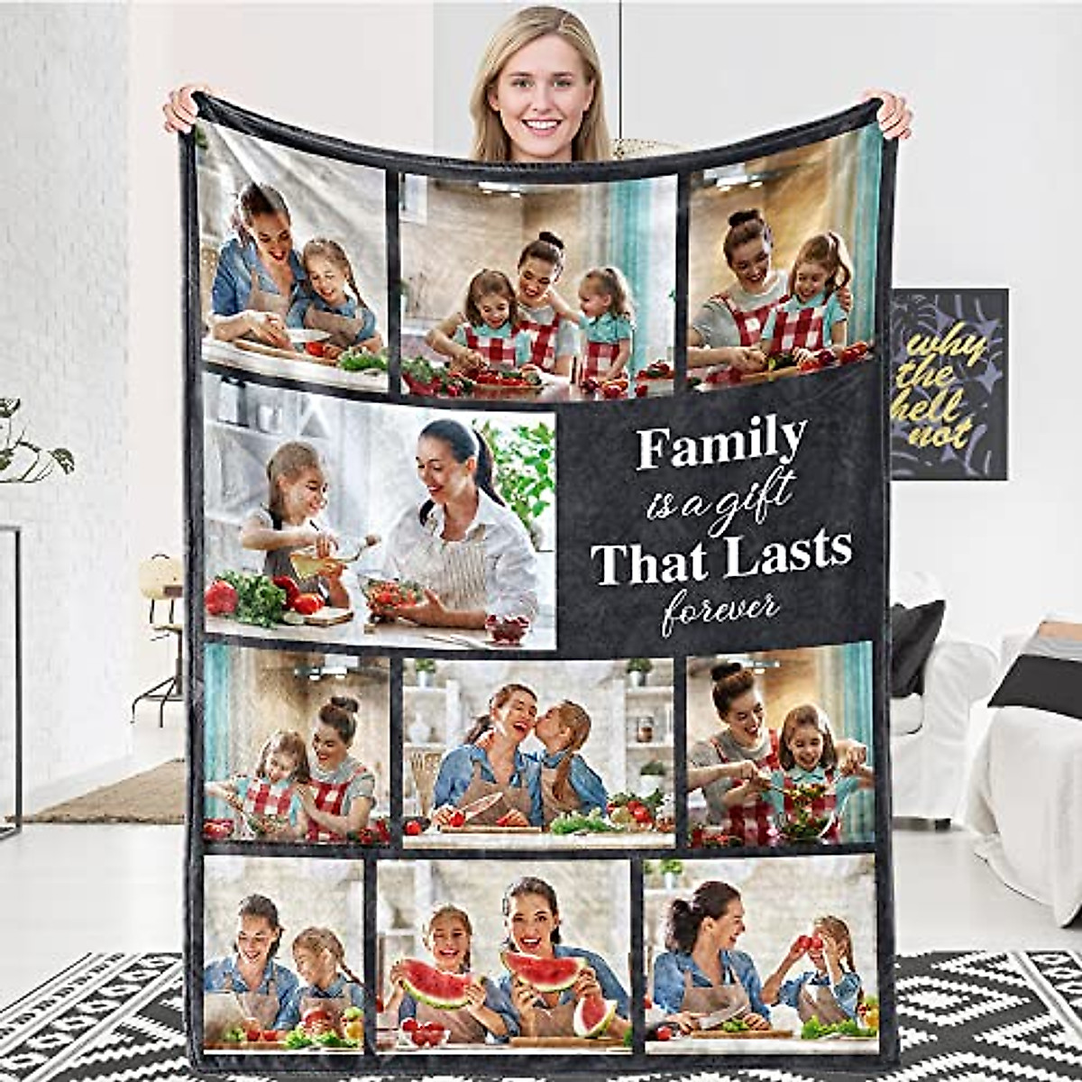MeMoShe Personalized Mom Gifts from Daughter Son Custom Blanket with Photos Customized Picture Blankets for Women Thank You Gifts for Mom Grandma Mother in Law