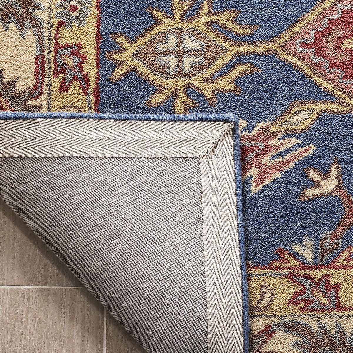 SAFAVIEH Antiquity Collection 8' x 10' Blue/Red AT506M Handmade Traditional Oriental Premium Wool Area Rug