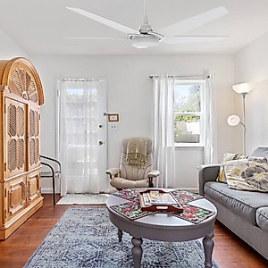 SMAAIR 52 inch Smart Ceiling Fan with Light, 5 Blades Low Profile Ceiling Fan with 10 speed DC Motor and Dimmable LED Light, works with APP/Alexa/Google Assistant/Siri Shortcuts (White)