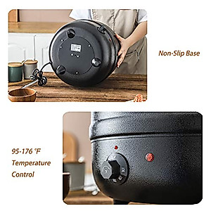 Agkter Electric Soup Warmer With Spoon 10.5-Quart Black