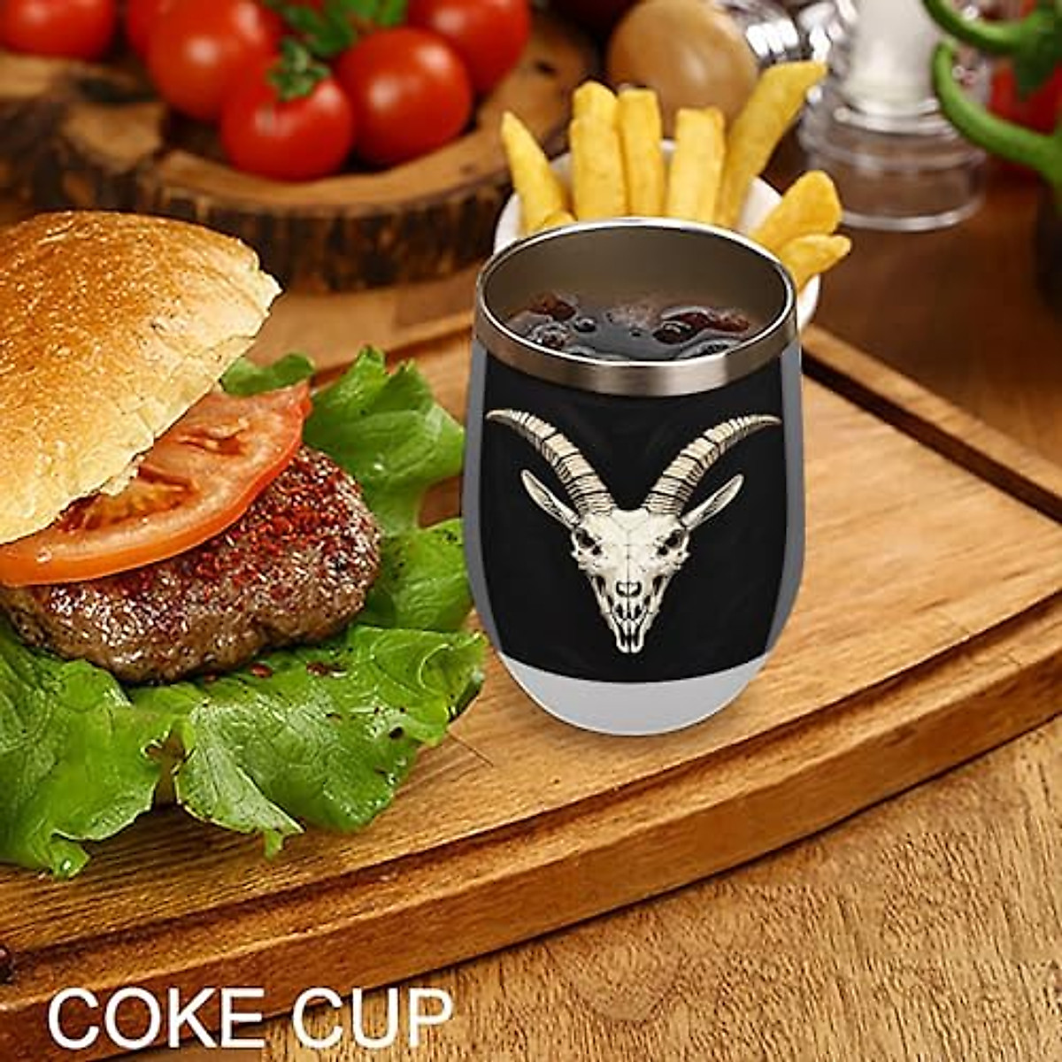 WYUSPGK 304 Stainless Steel Insulated Cup, A Gothic Goat Skull Print Smooth Rim, Durable & Reusable - Perfect for Office, Home, And Travel