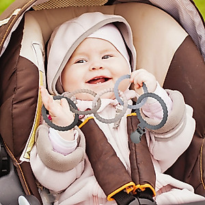 Ainiv Silicone Baby Teether Links, Cutie Baby Teething Toys with Pacifier Clip, Multi Use Baby Teether Rings, Food Grade Silicone Attachable Teether Chew for Newborn Infant Baby Gift, Color-3