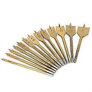 Spade Drill Bit, 13PCs Spade Drill Bit Set 6 to 25MM 1/4Inch Hex Shank for Woodworking Drilling Machines