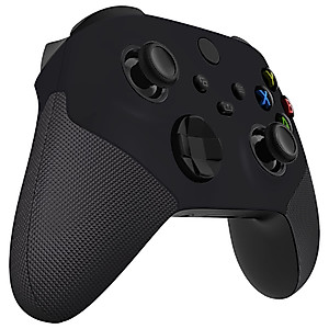 eXtremeRate ASR Version Performance Rubberized Side Rails Grips Shell for Xbox Series X & S with Accent Rings, Black Redesigned Grip Handles Faceplate for Xbox Core Controller [Controller Excluded]